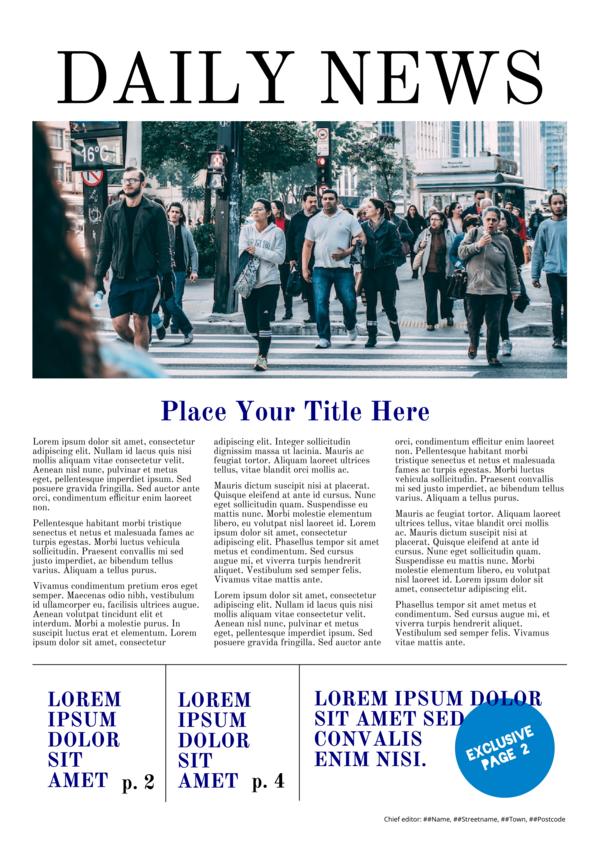Newspaper Project Template Newspaper Project Template